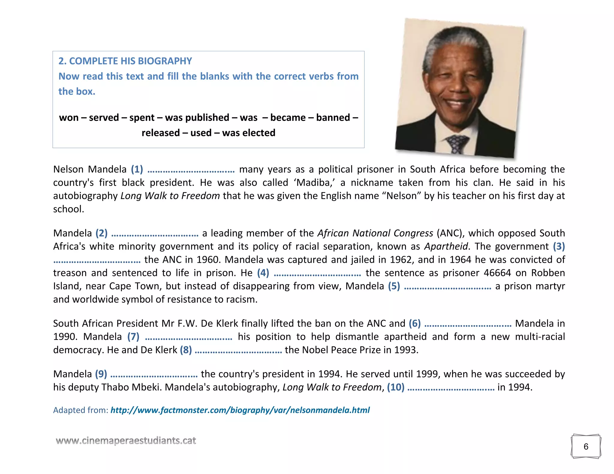 MANDELA, LONG WALK TO FREEDOM- FILM ACTIVITY PACK | PDF