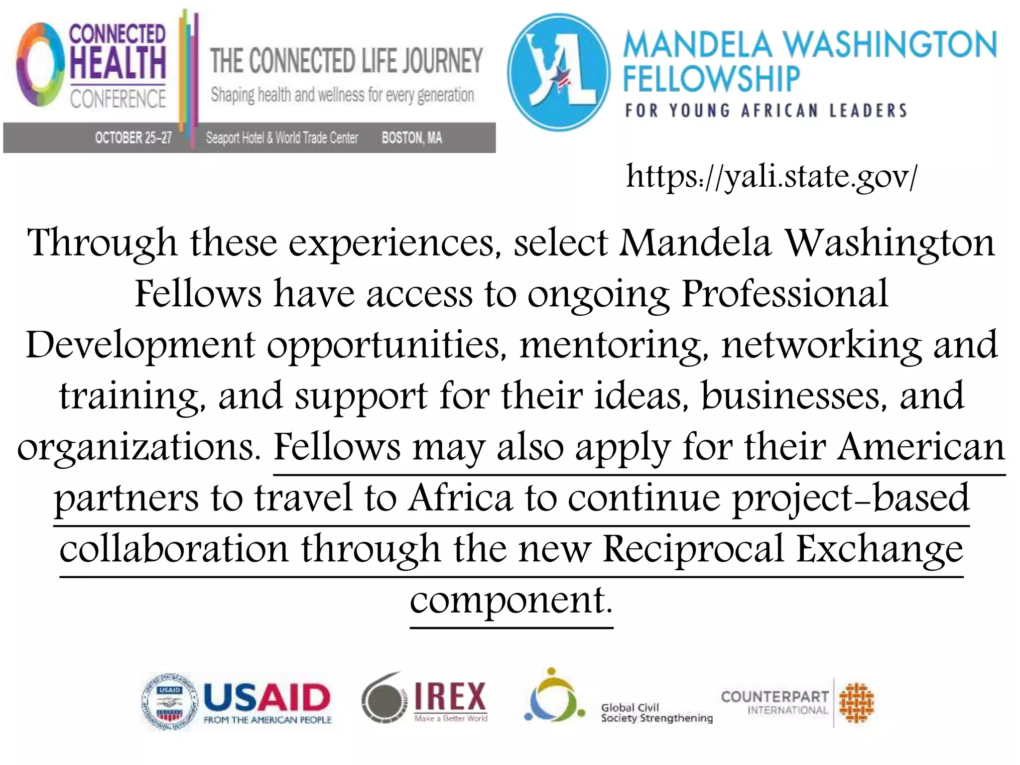Bright C Irem Introducing Mandela Washington Fellowship Program for Young African leaders | PPTX
