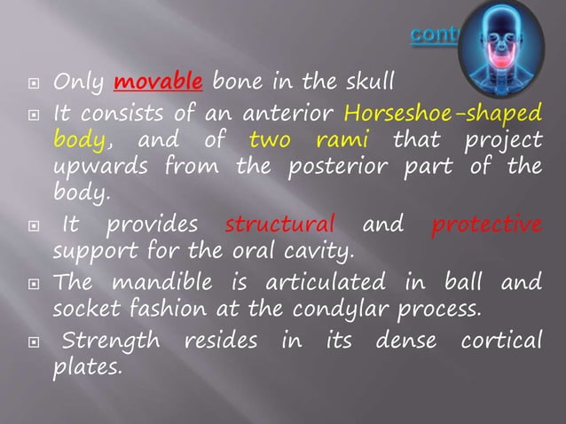 ANATOMY,DEVELOPMENT AND CLINICAL CONSIDERATION OF Mandible | PPT