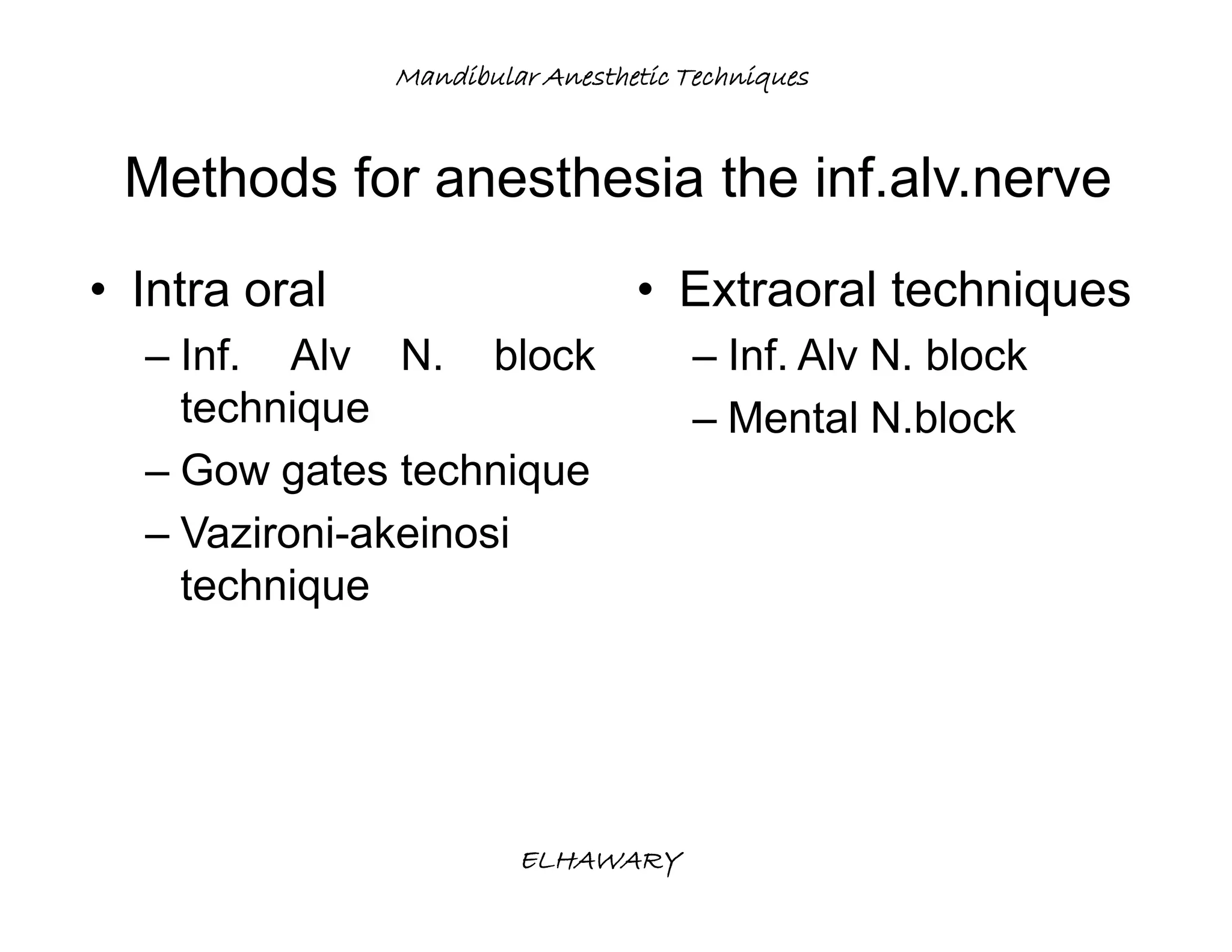 Mandibular anesthetic techniques | PDF
