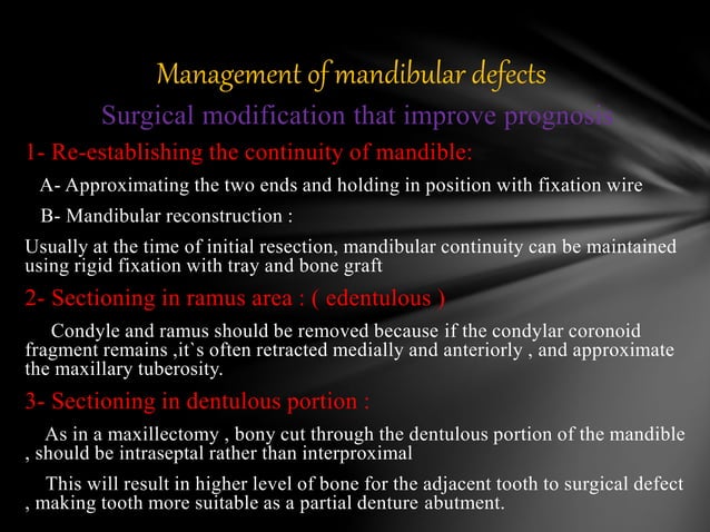 Mandibular defects maxillofacial prosthesis | PPTX | Dental Health ...