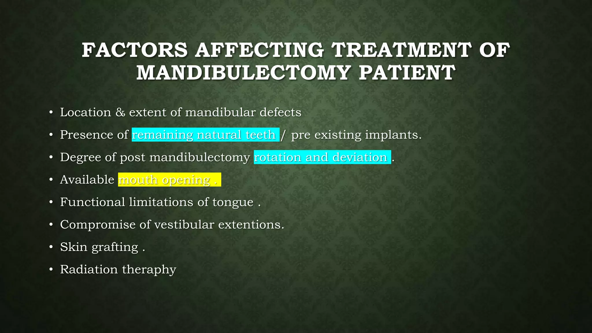 MANDIBULAR_DEFECTS( SEMI 4).pptx | Dental Health | Diseases and Conditions