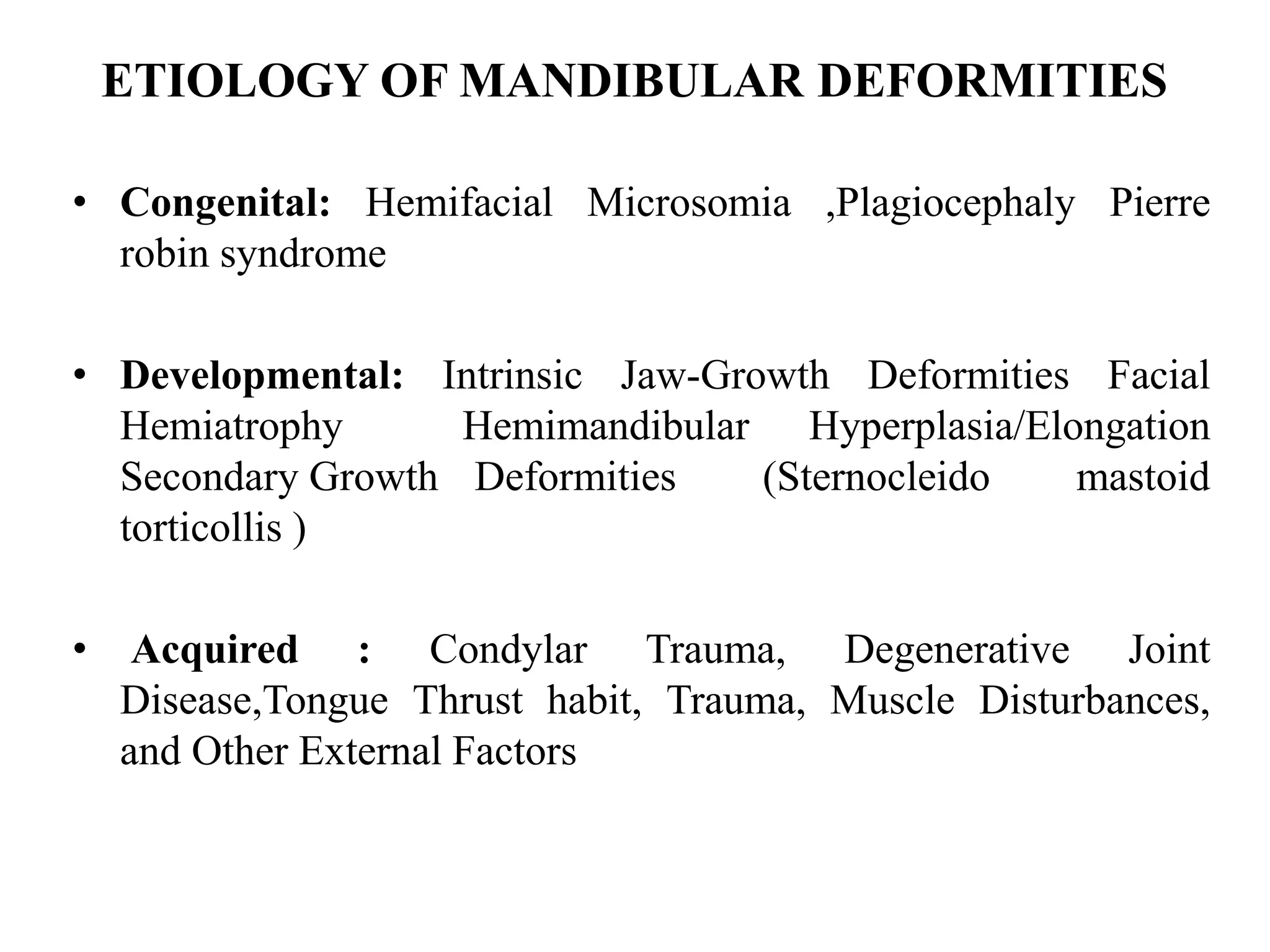 Mandibular Deformities & their Management | PPTX
