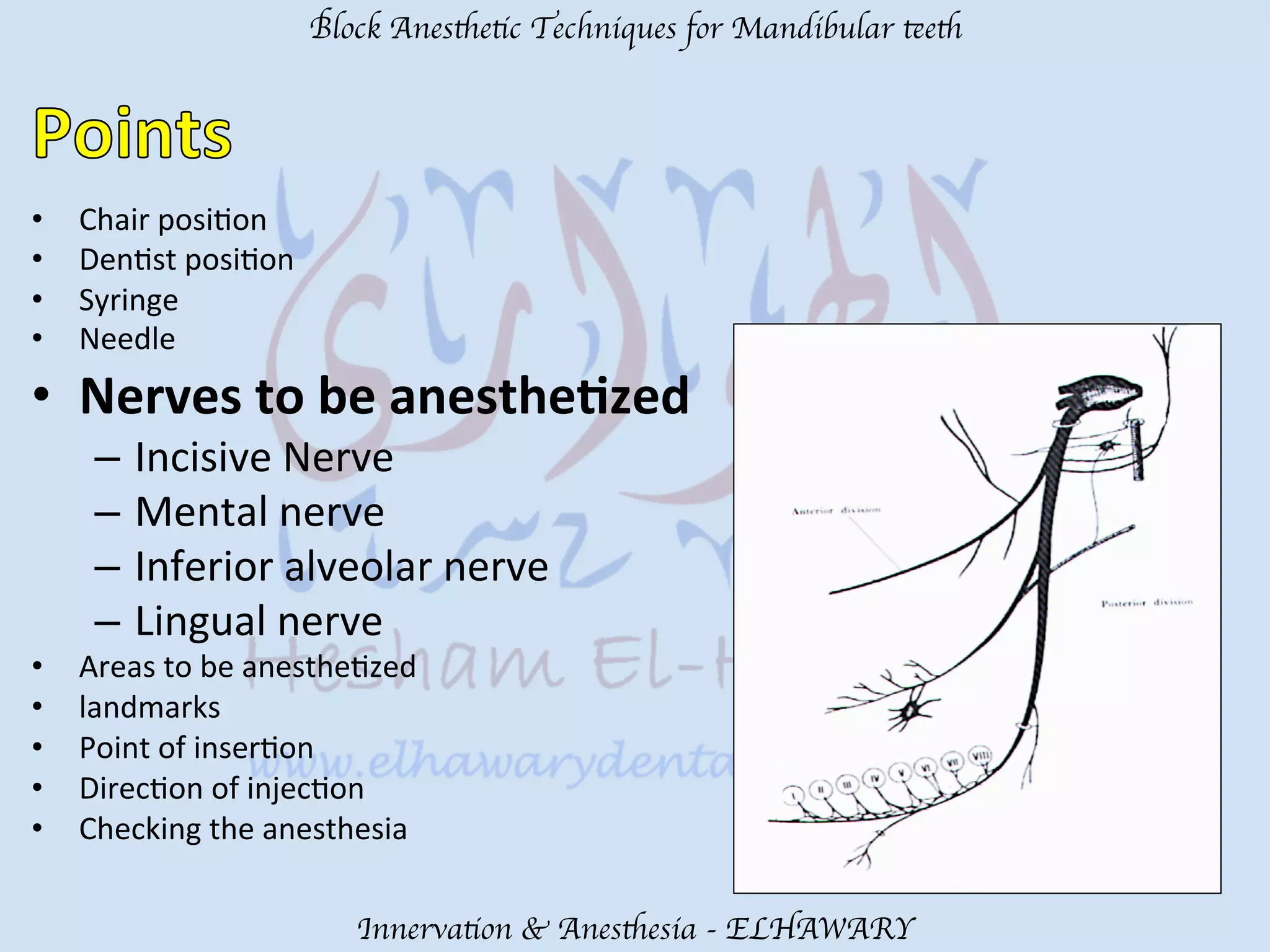 Mandibular teeth anesthetic block techniques | PDF