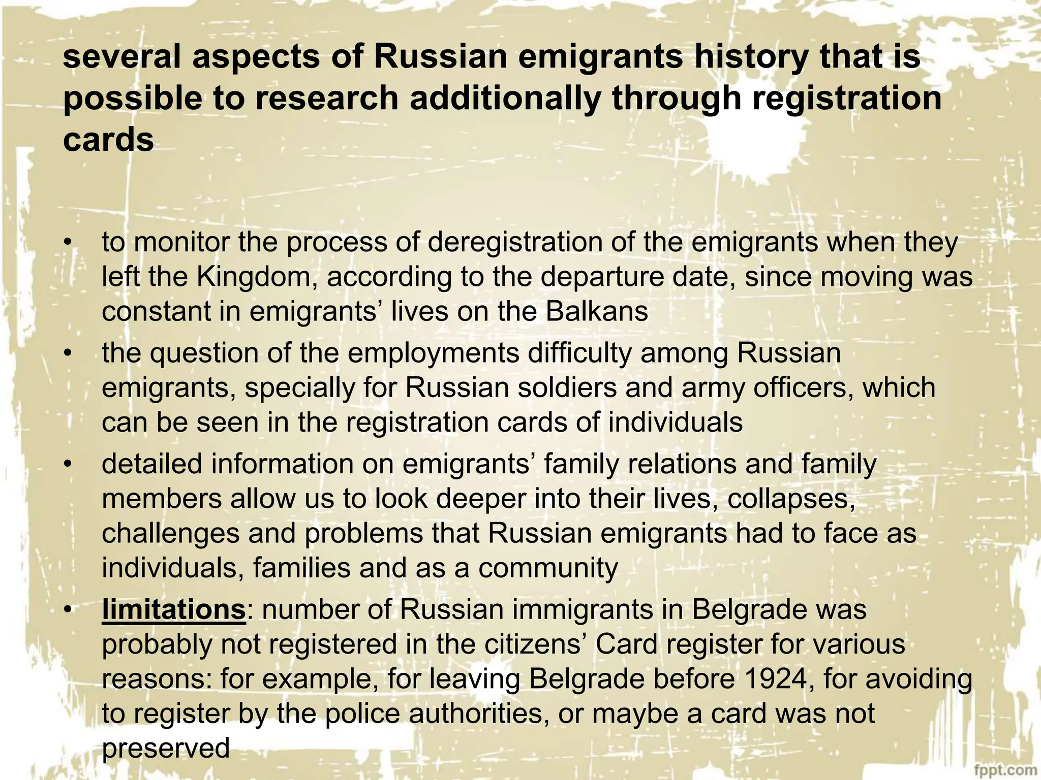 Biographical Sources for the Russian Emigration History | PPT