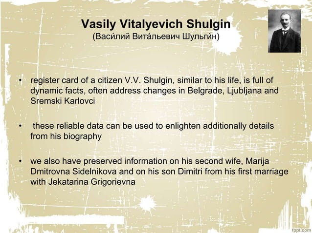 Biographical Sources for the Russian Emigration History | PPT