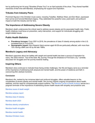 Mandisa Cause of Death Autopsy_ The Untold Struggles and Legacy of a ...