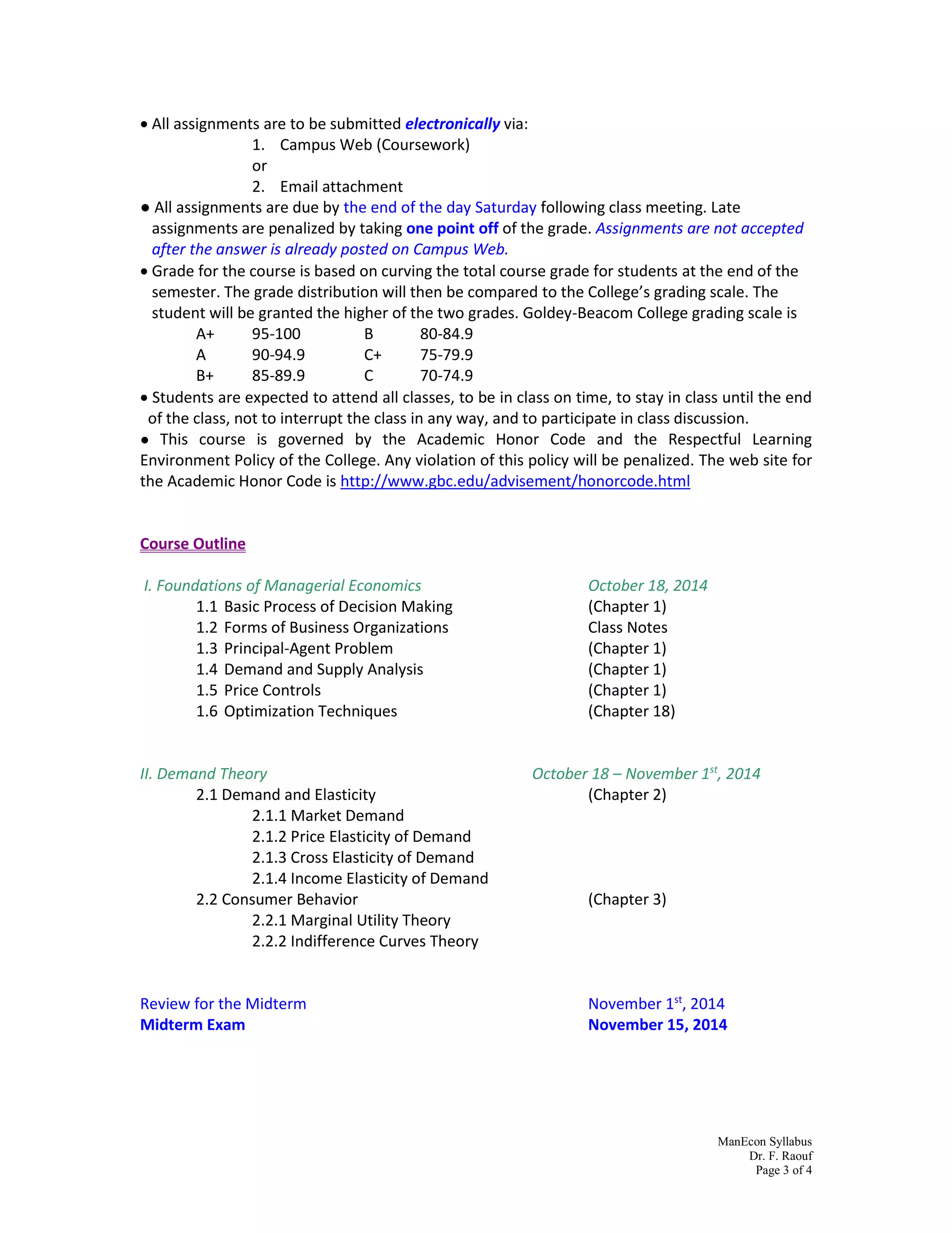 Managerial Economics Syllabus | PDF