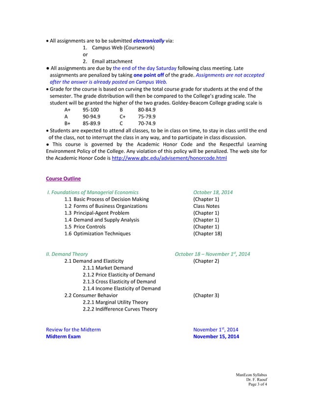 Managerial Economics Syllabus | PDF | Business Administration | Business