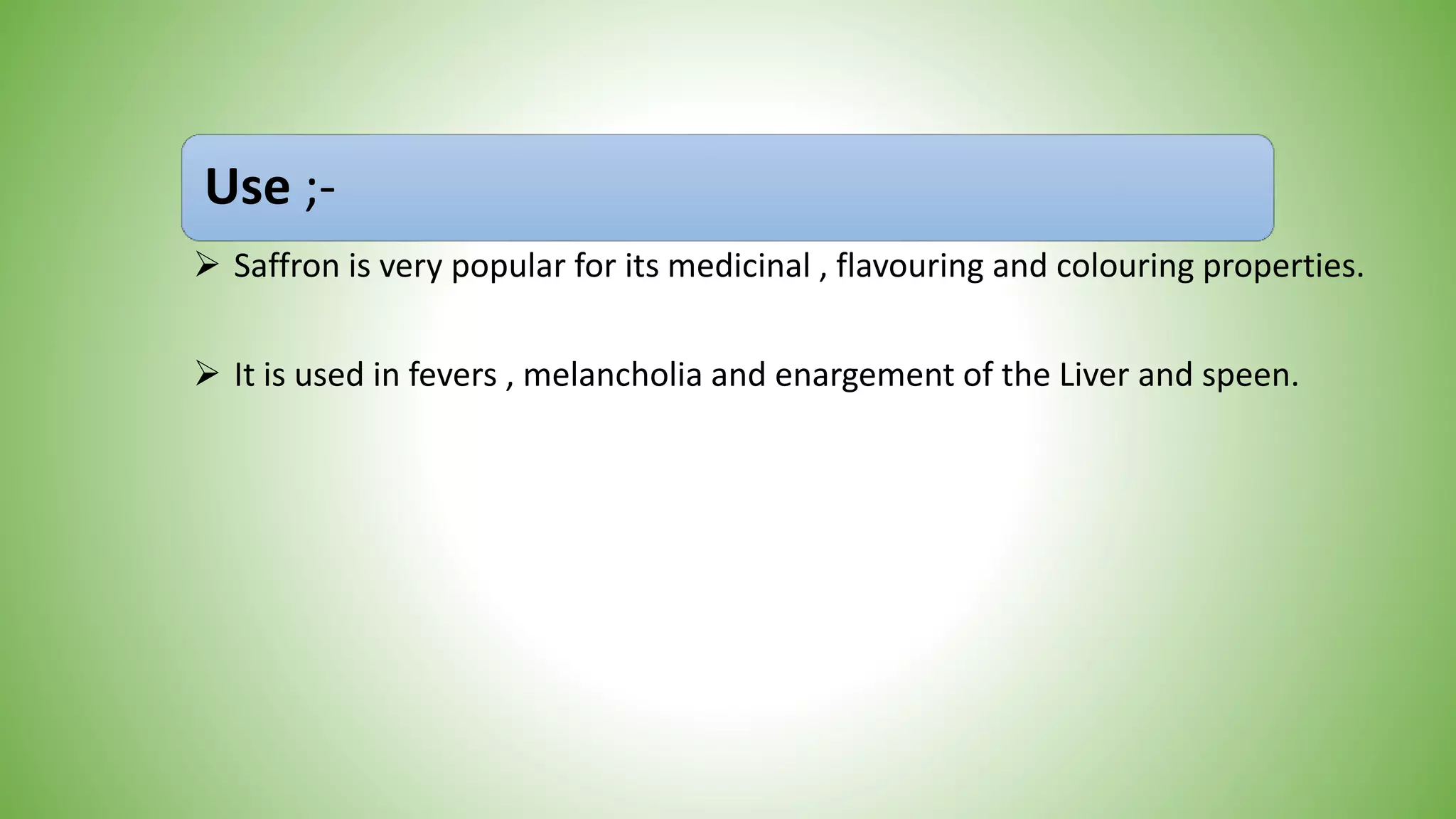 saffon, cultivation of saffron , production technology of saffron | PPTX