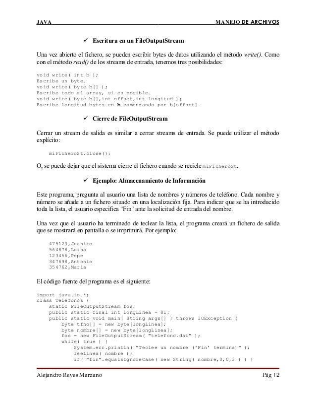 Manejo De Archivos En Java