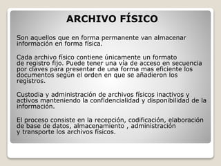 Manejo de archivos fisicos y electronicos | PPT