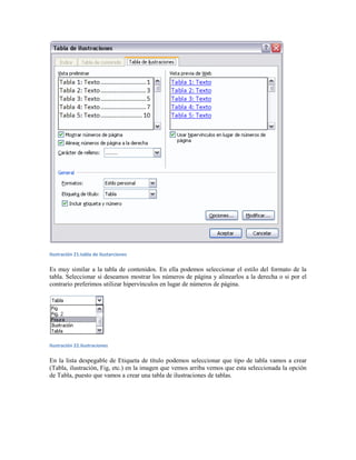 Manejo de estilos,índices,tablas de contenidos e ilustraciones.infotami | PDF