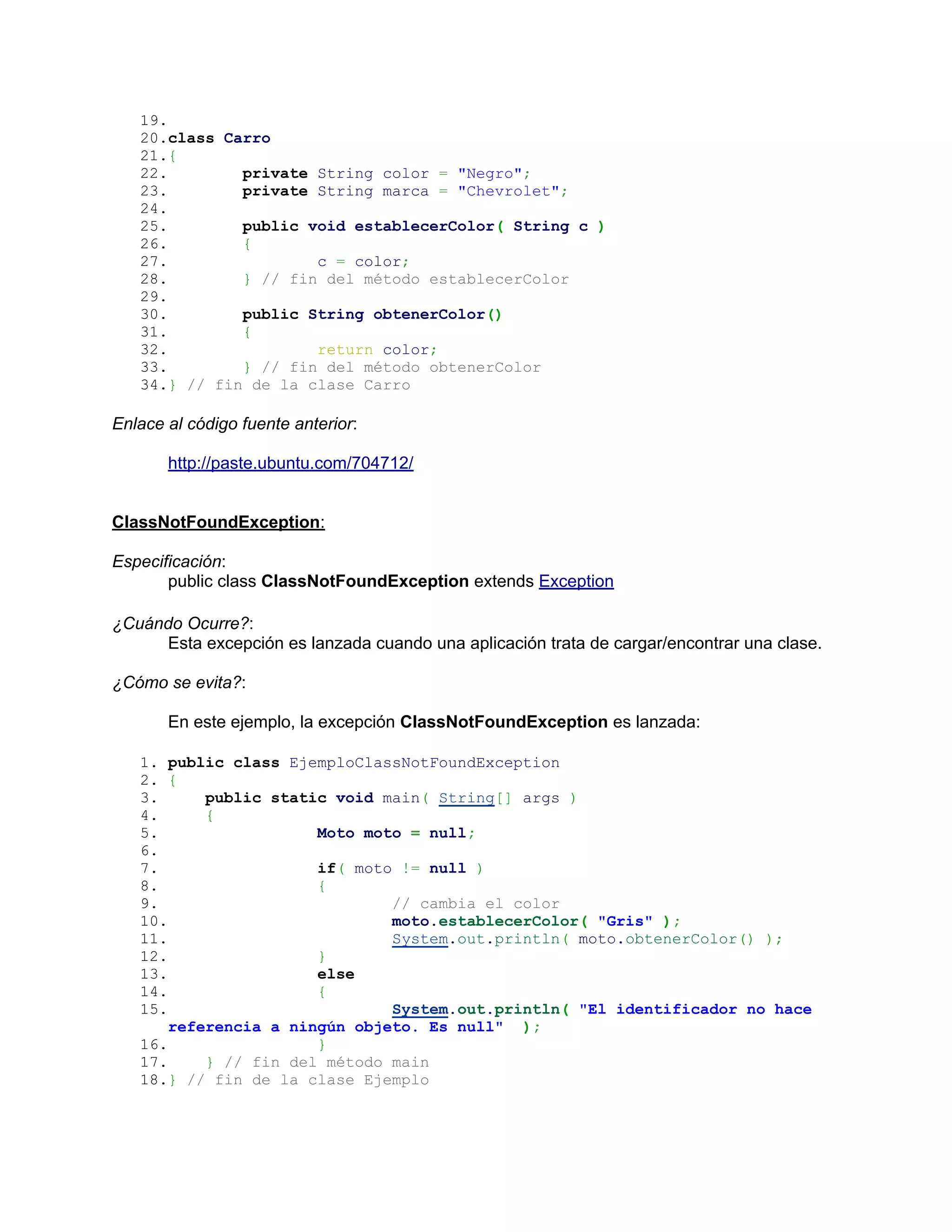 Manejo de excepciones en Java | PDF