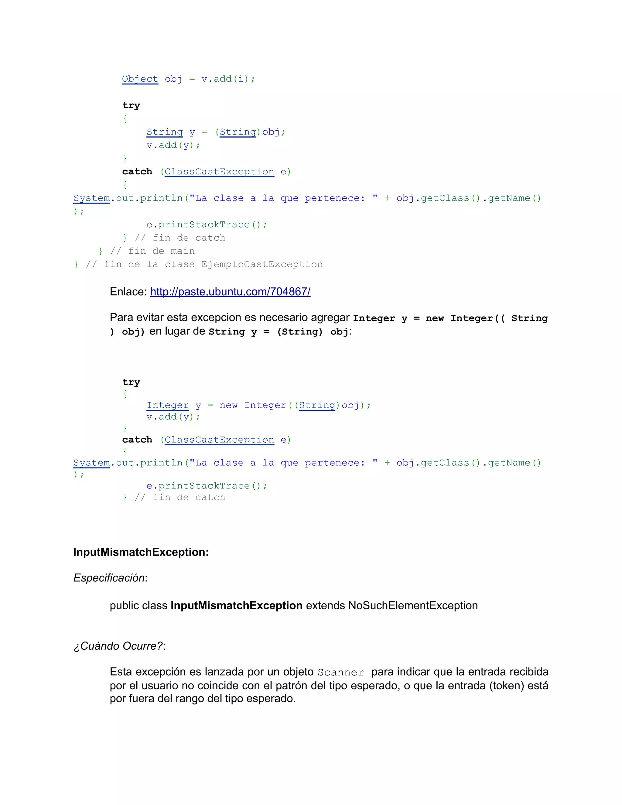 Manejo de excepciones en Java | PDF