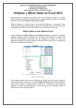 Manejo de filtros y ordenar datos | DOCX