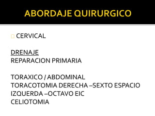 Manejo de la perforacion esofagica | PPTX