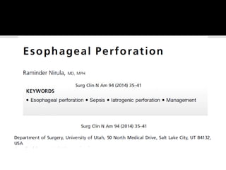 Manejo de la perforacion esofagica | PPT