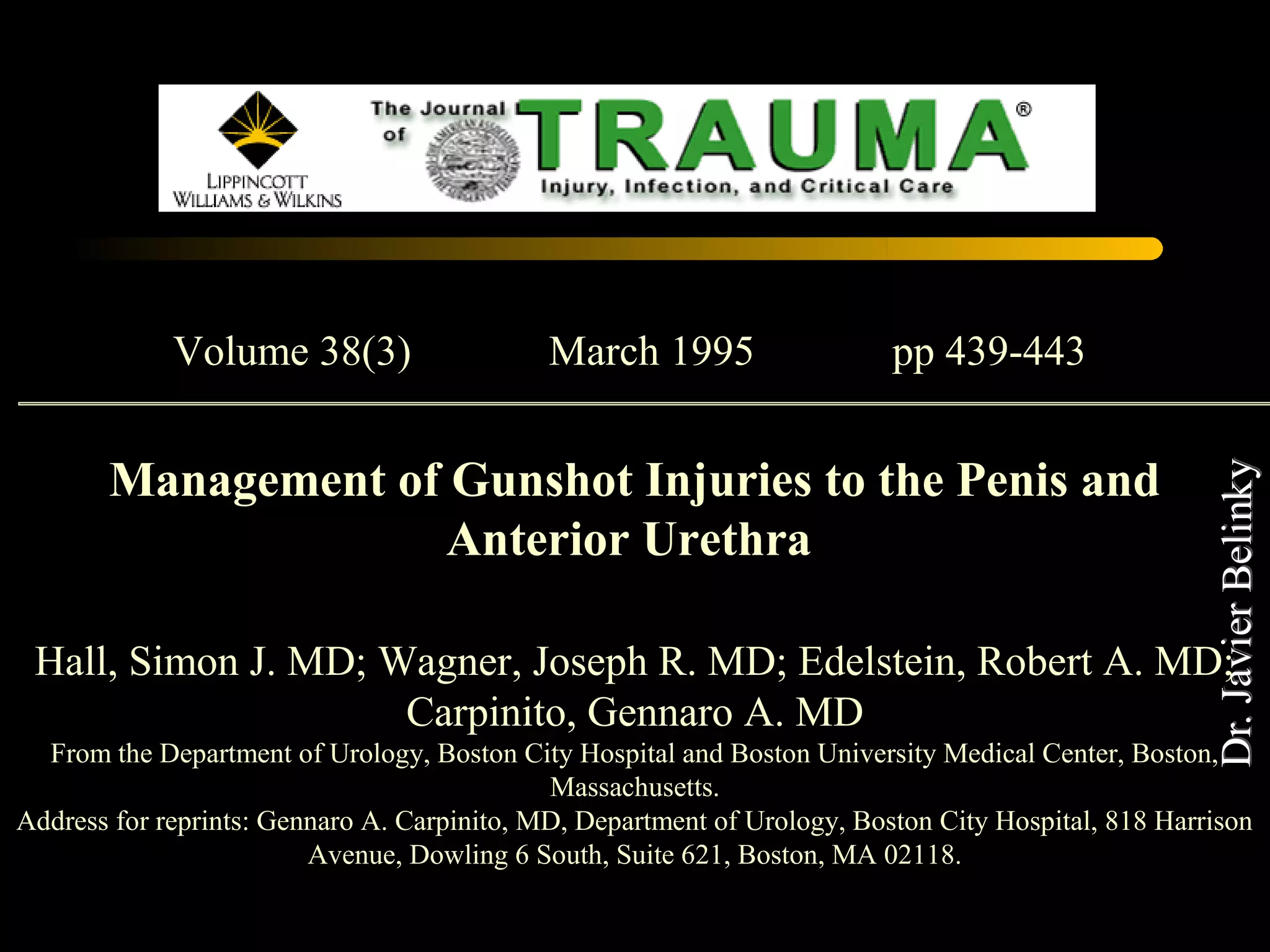 Management of acute urethral trauma (Manejo del trauma uretral agudo) | PDF