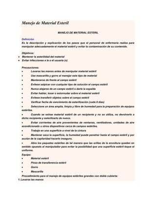 Manejo de material esteril | DOCX