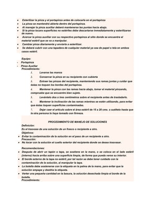 Manejo de material esteril | DOCX