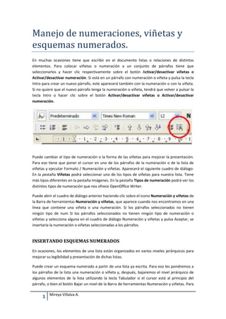 Manejo de numeraciones, viñetas y esquemas numerados. | PDF