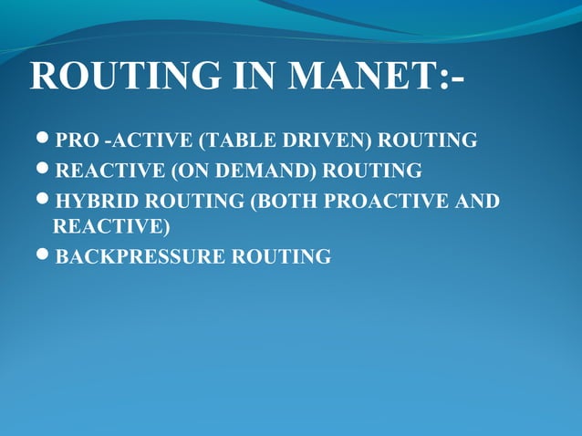 Manet | PPT | Computer Networking | Computing