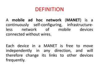 MANET in Mobile Computing | PPTX