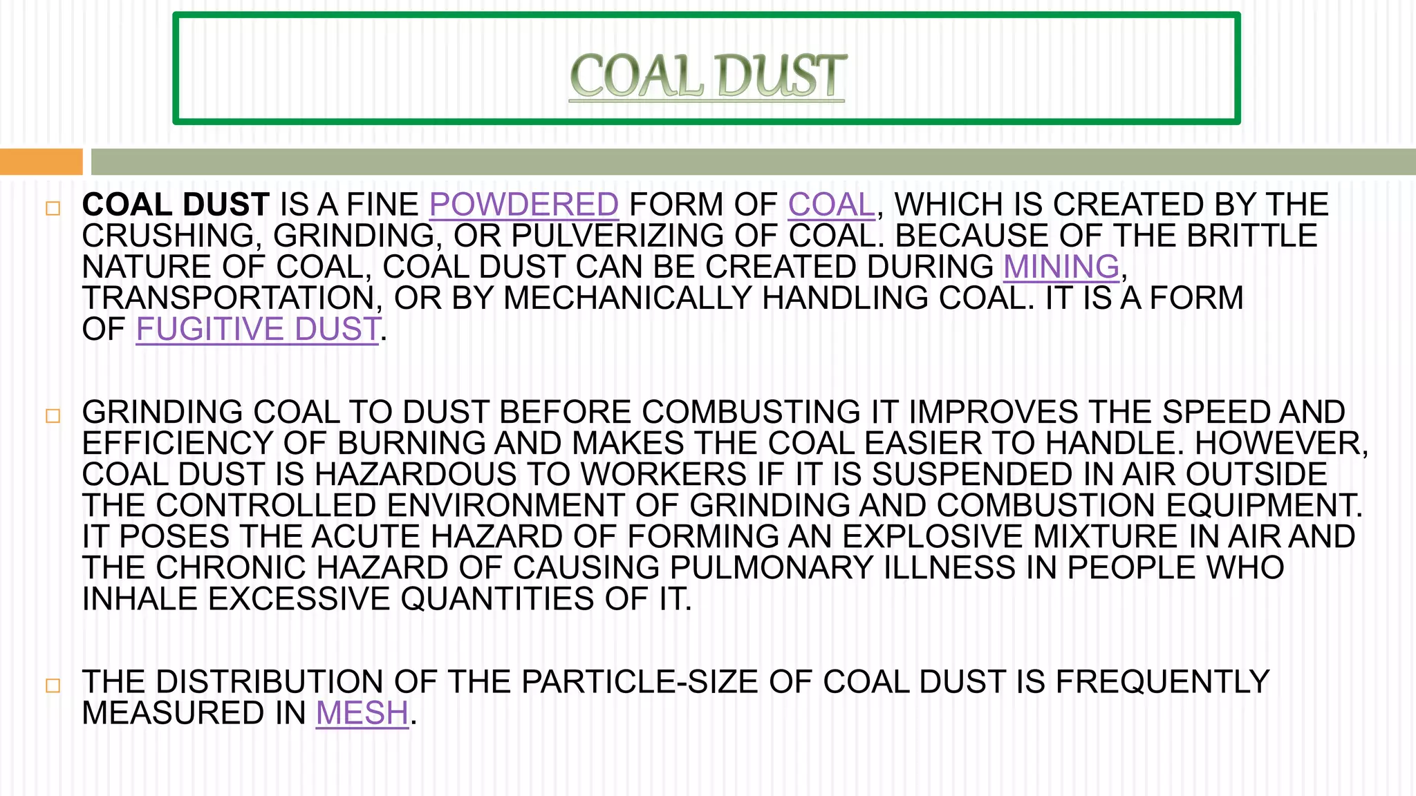 manufacturing processs coal dust | PPT
