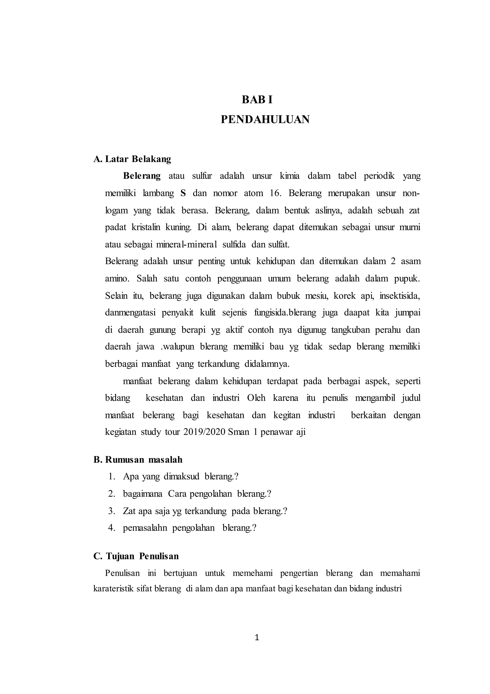 Manfaat Belerang di gunung tangkuban perahu | DOCX