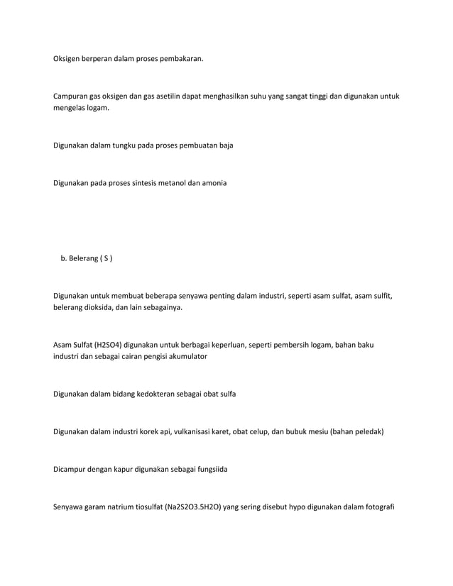 Manfaat atau kegunaan unsur | PDF