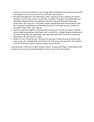 Manfaat dan kekurangan jaringan komputer | PDF