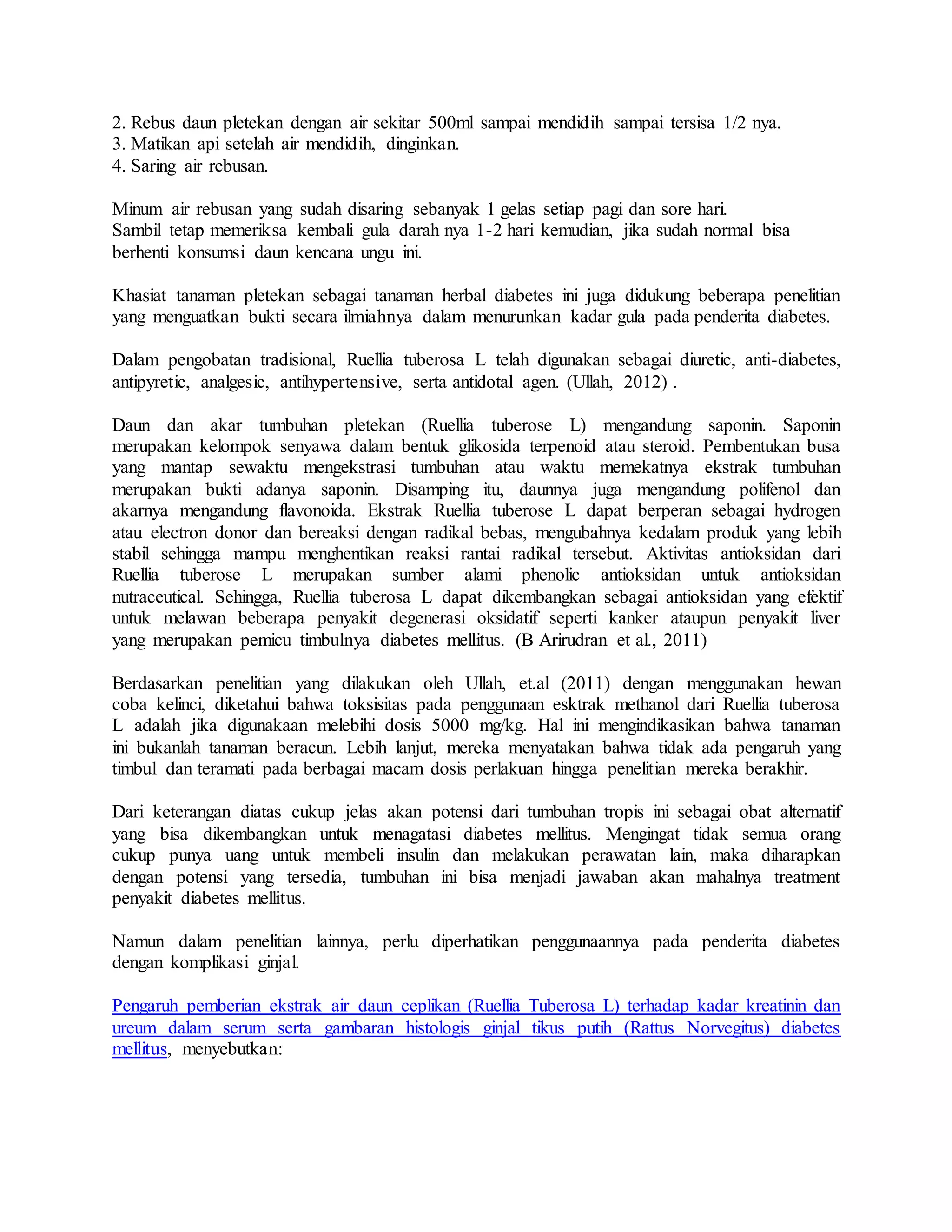 Manfaat daun pletekan untuk kesehatan | DOCX