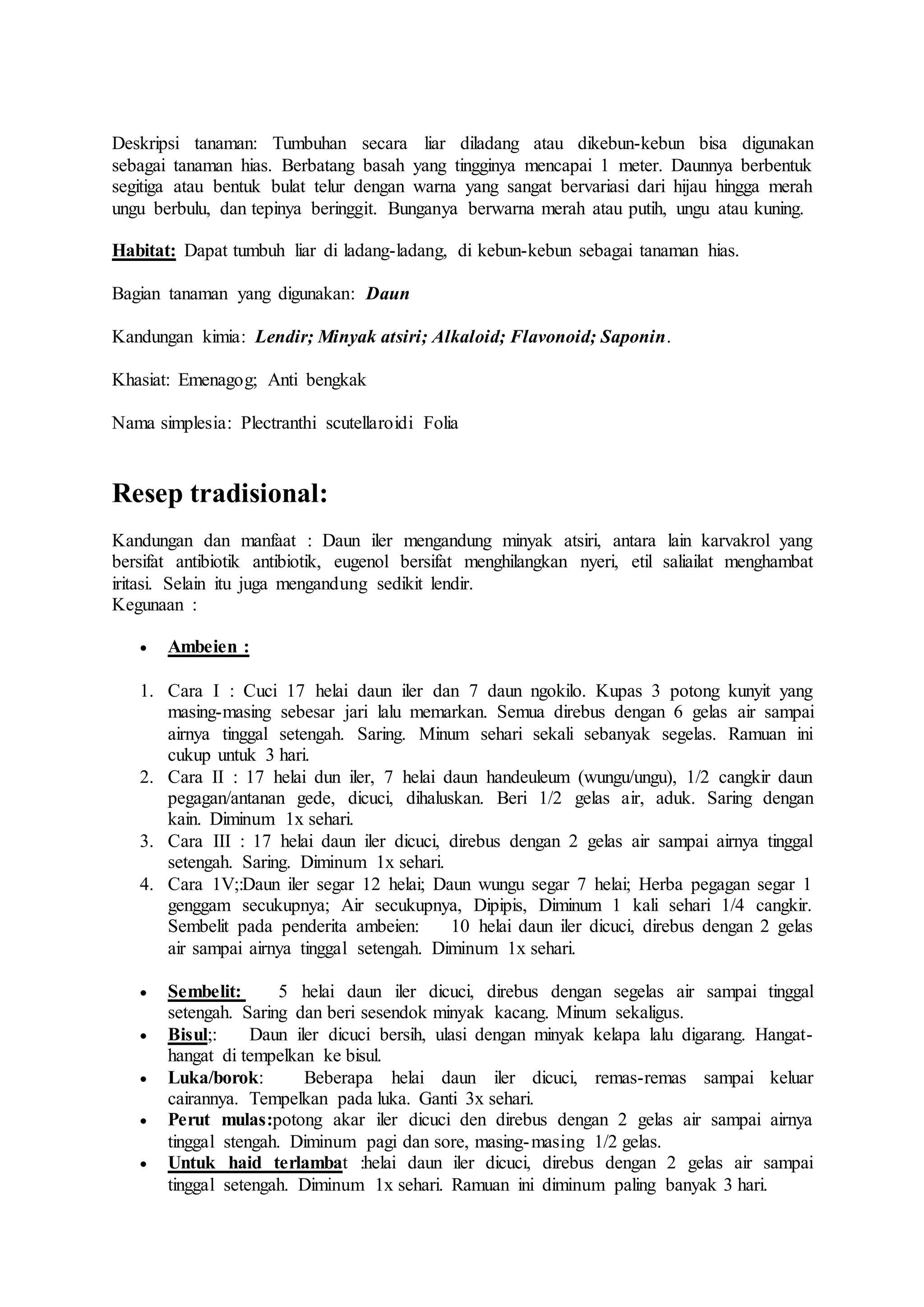 Manfaat daun tempuyung | DOCX