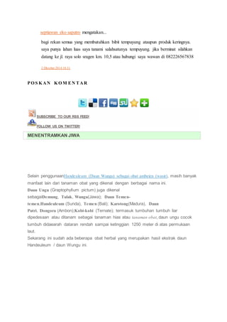 Manfaat daun tempuyung | DOCX