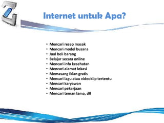 Manfaat internet untuk kehidupan sehari hari | PPTX