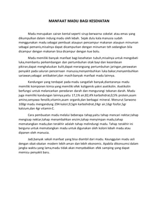 Manfaat madu bagi kesehatan | DOCX