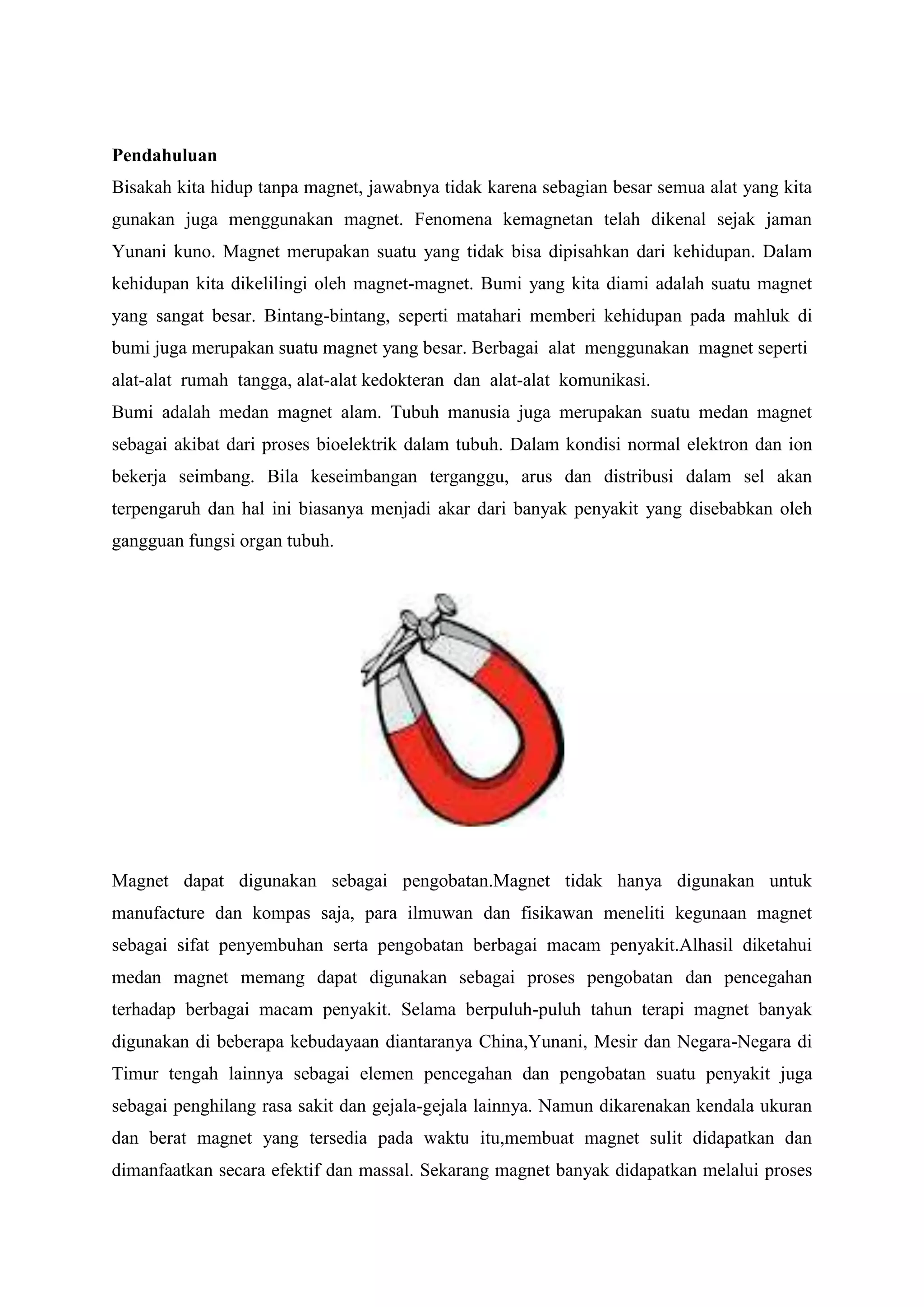 Manfaat magnet dalam bidang kesehatan | DOCX