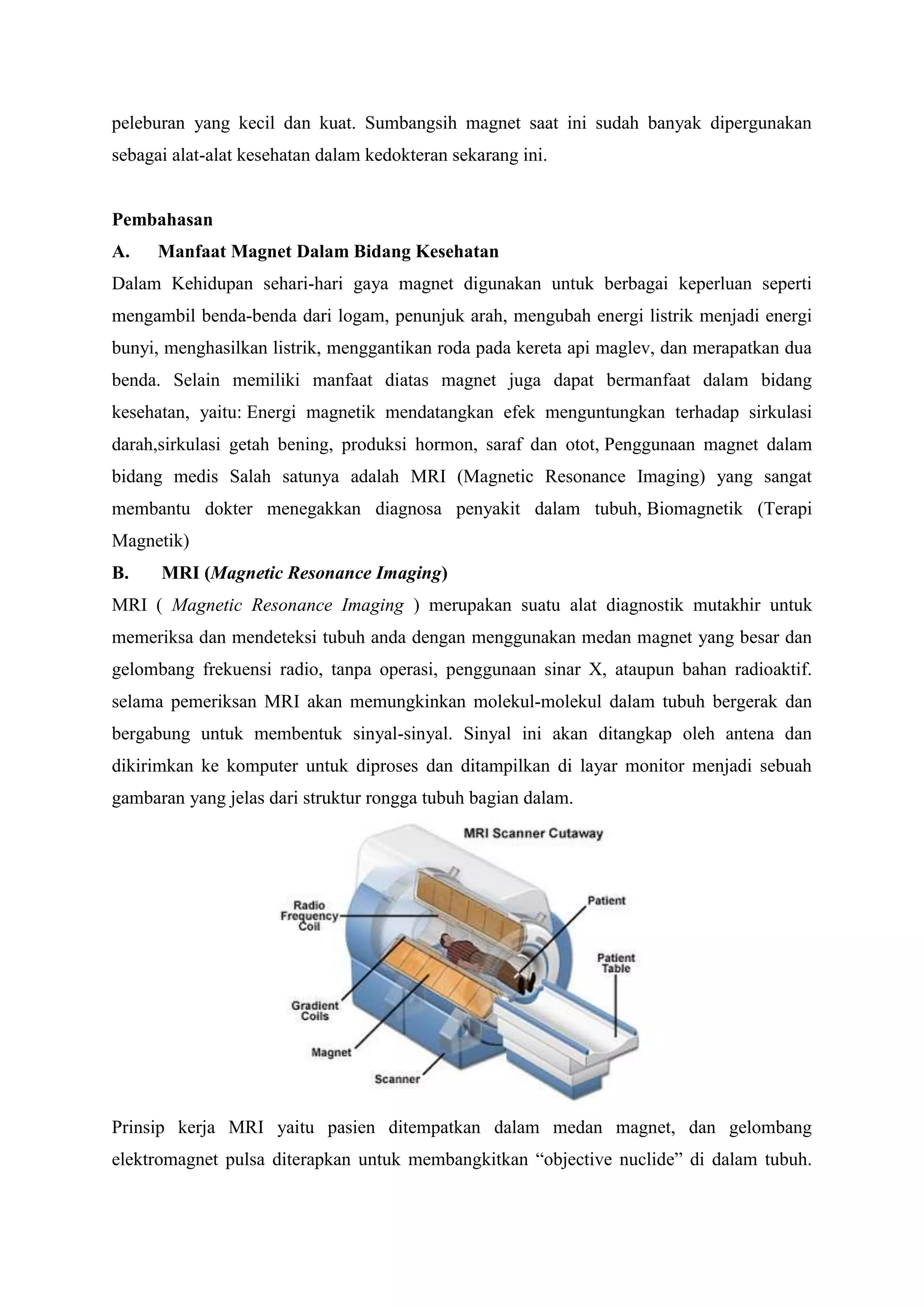Manfaat magnet dalam bidang kesehatan | DOCX