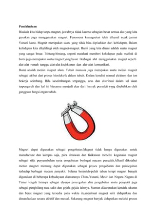 Manfaat magnet dalam bidang kesehatan | DOCX