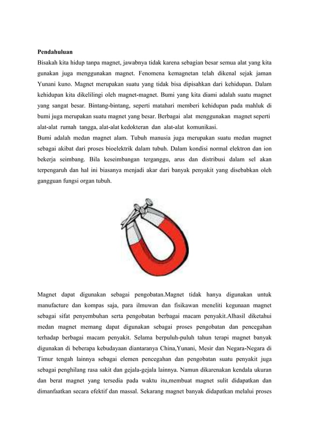 Manfaat magnet dalam bidang kesehatan | DOCX