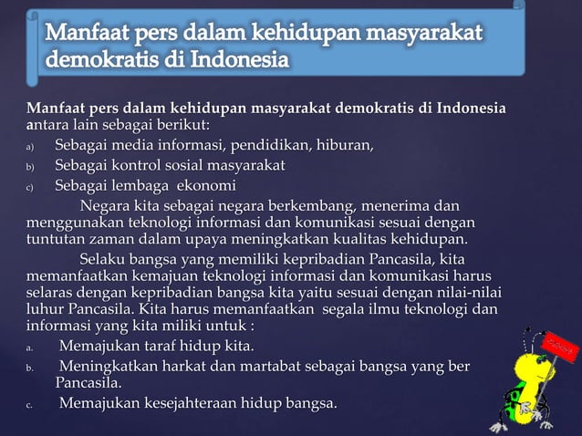 Manfaat pers dalam kehidupan masyarakat demokrasi di indonesia | PPT