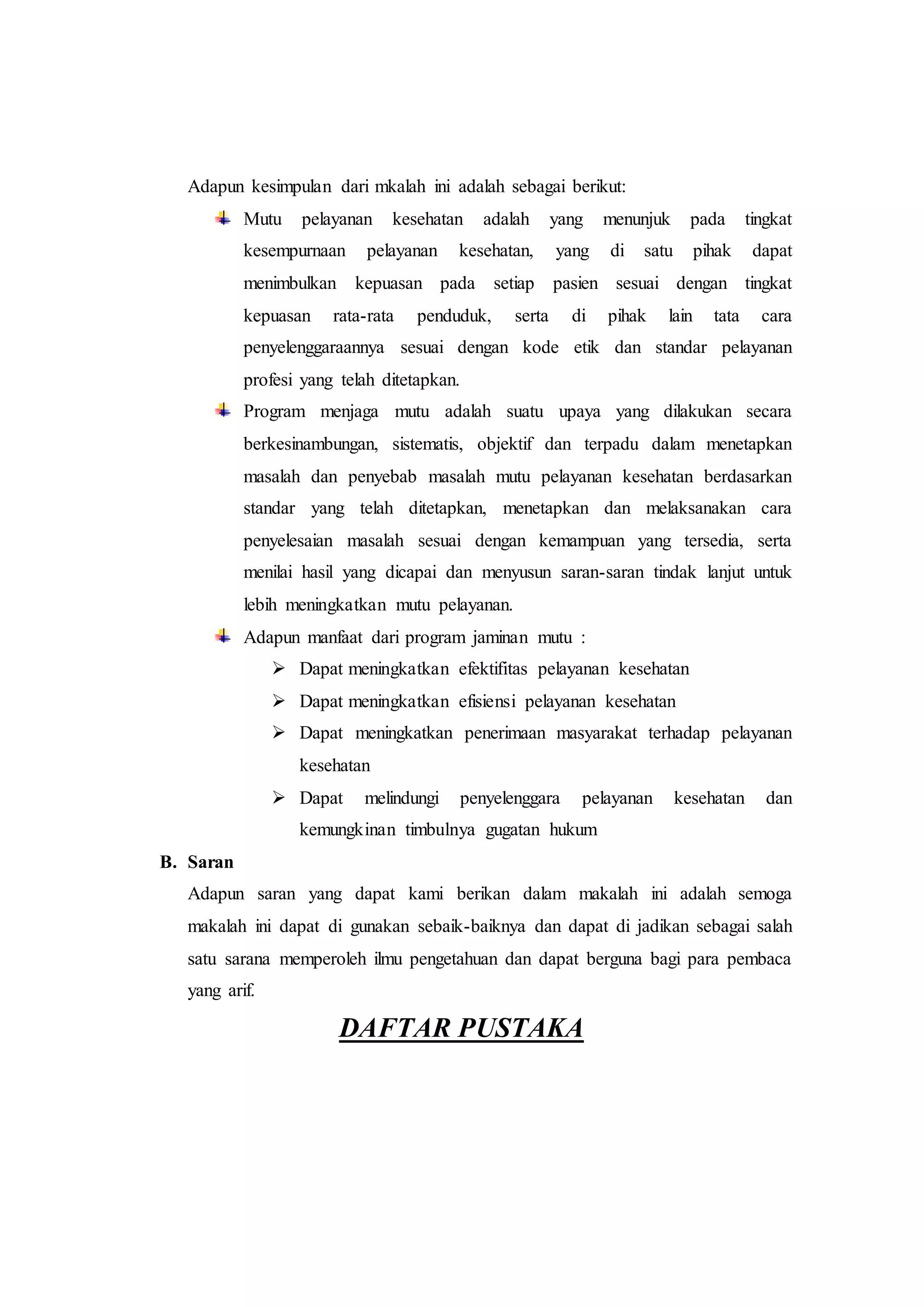 Manfaat program jaminan mutu | DOCX