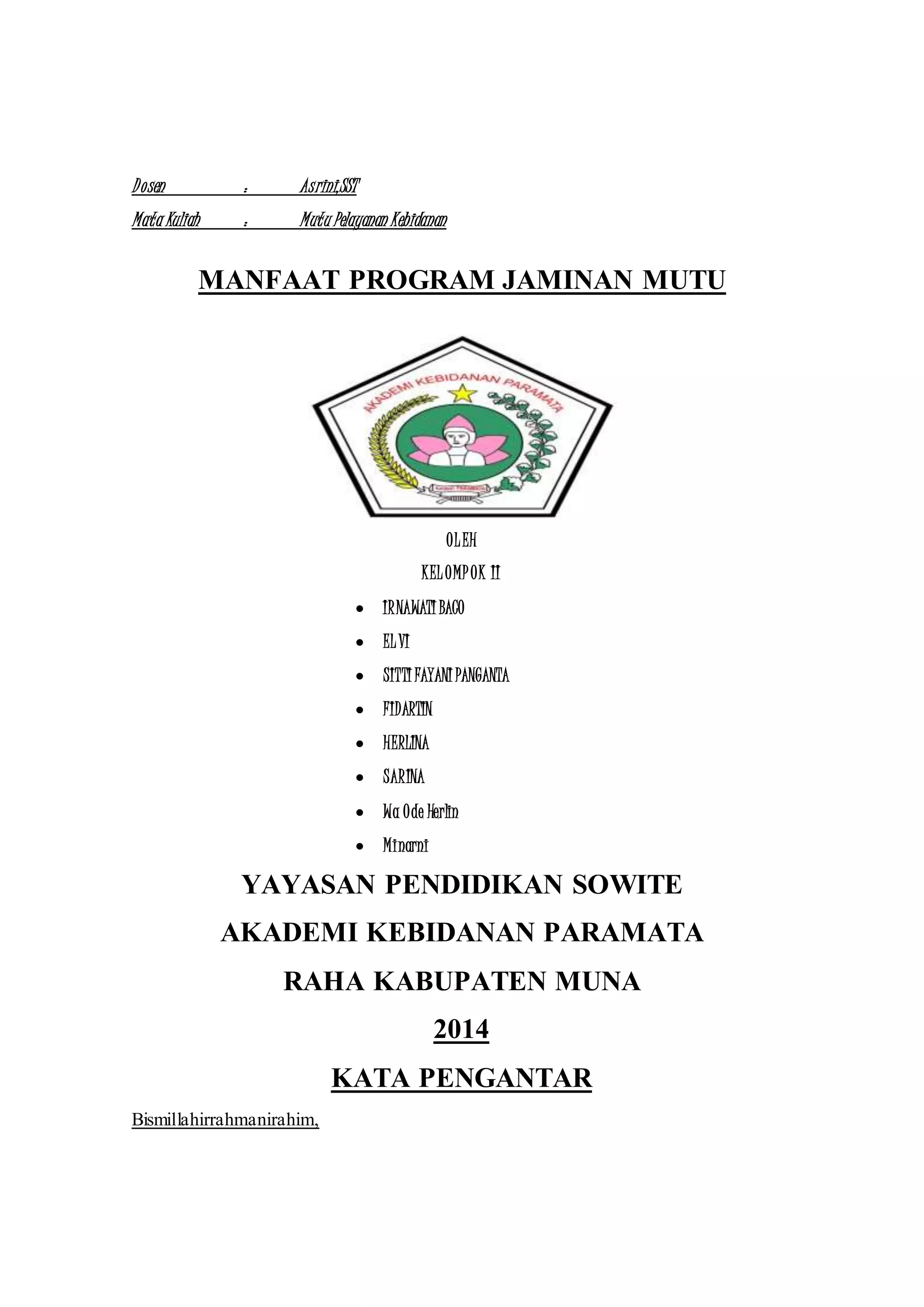 Manfaat program jaminan mutu | DOCX