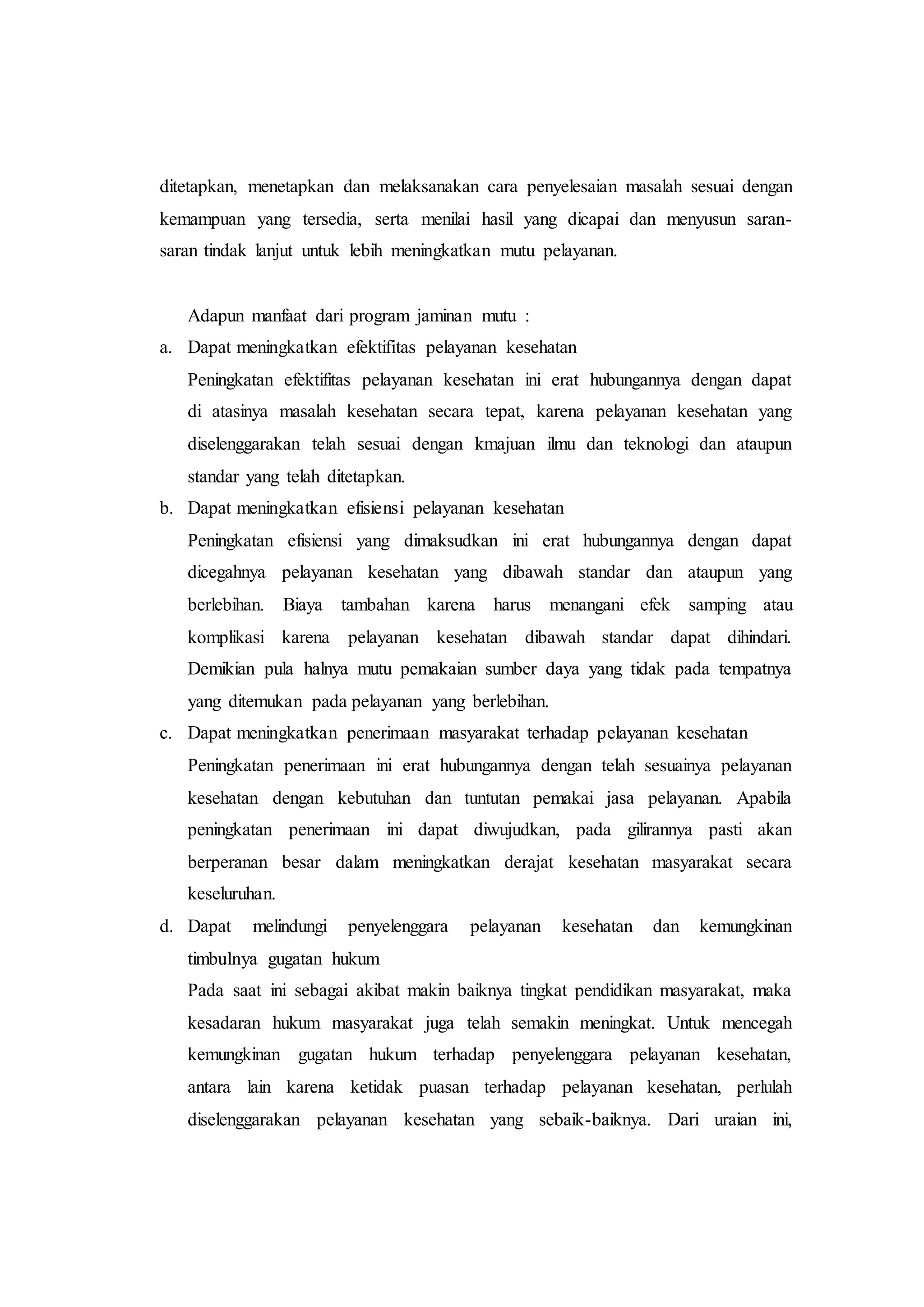 Manfaat program jaminan mutu | PDF