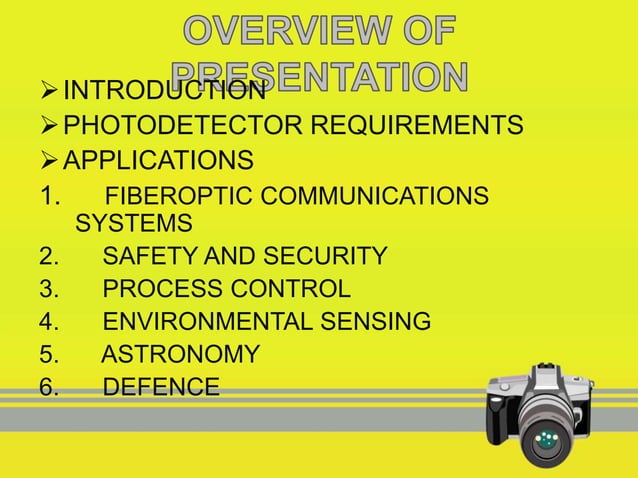 applications of photodetectors | PPTX | Cameras and Camcorders | Consumer Electronics