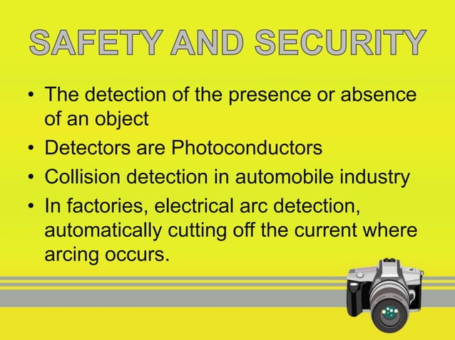 applications of photodetectors | PPTX | Cameras and Camcorders | Consumer Electronics