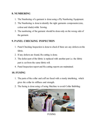 Manufacturing process of a shirt, roles of the managers, structure of ...