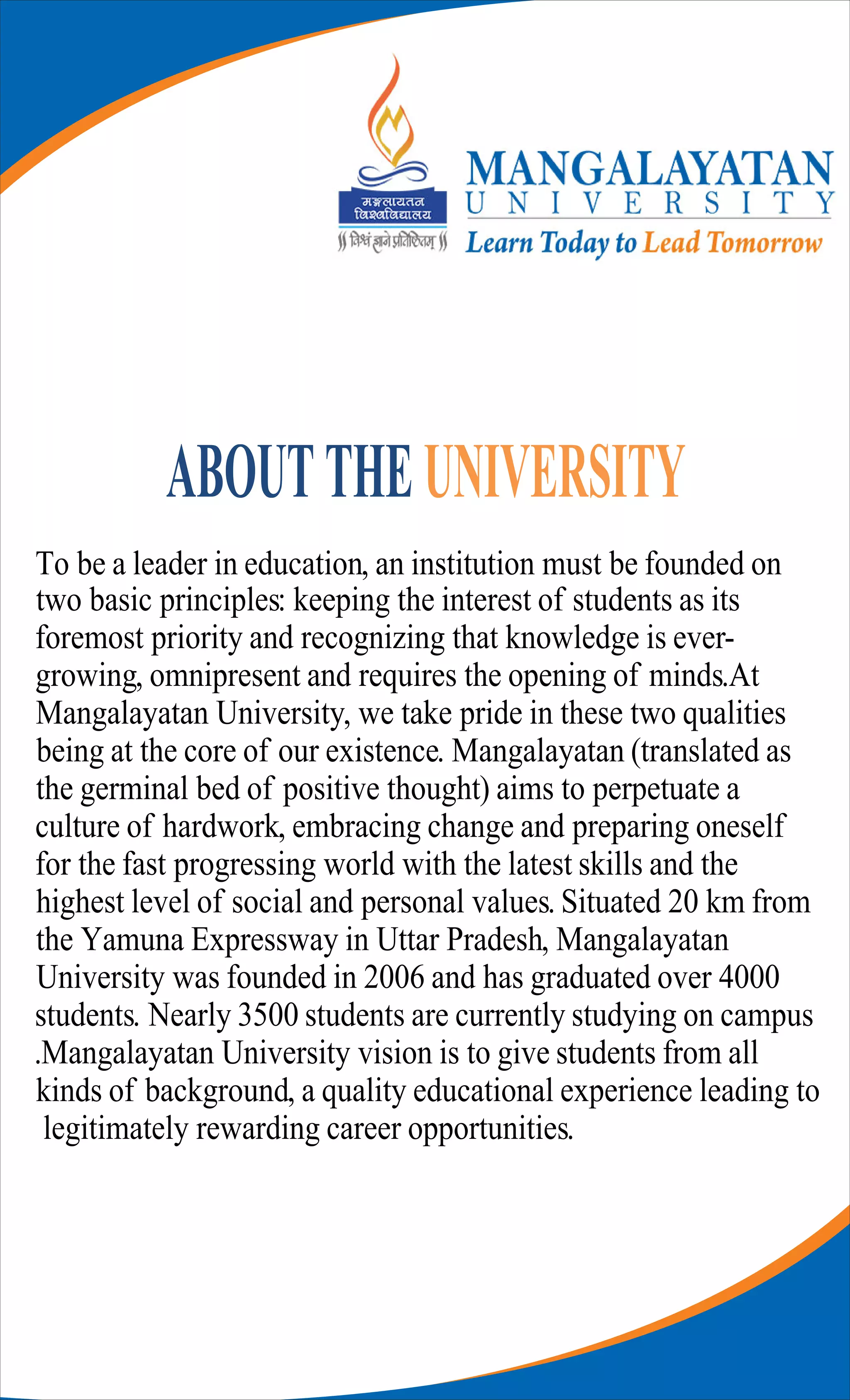 Mangalayatan university Training & Placement Department Profile | PDF