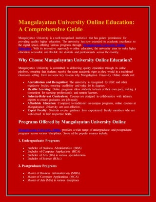 Mangalayatan University Online Education | PDF